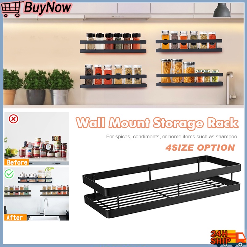 Kitchen Spice Rack Wall Mounted Kitchen Organizer Shelf Punch-free ...