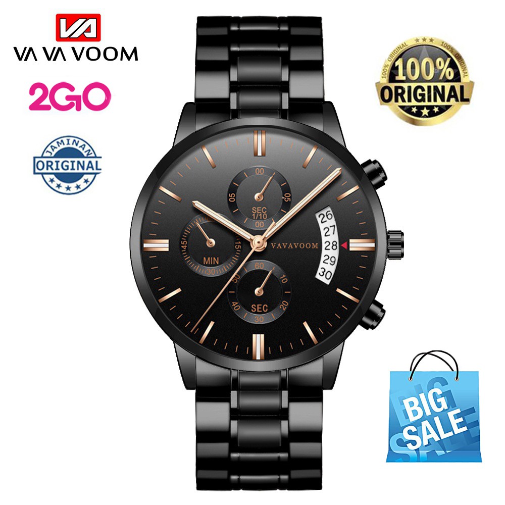 VA VA VOOM Men's Watches Stainless Steel Calendar Quartz Watch VA-214 ...
