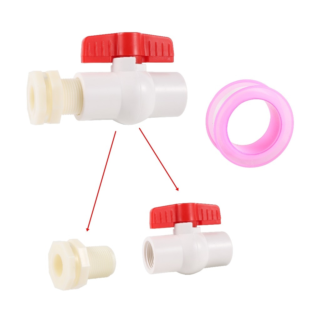 1/2" 3/4" ABS Plastic Water Tank Connector with PVC Ball Valve Fish ...