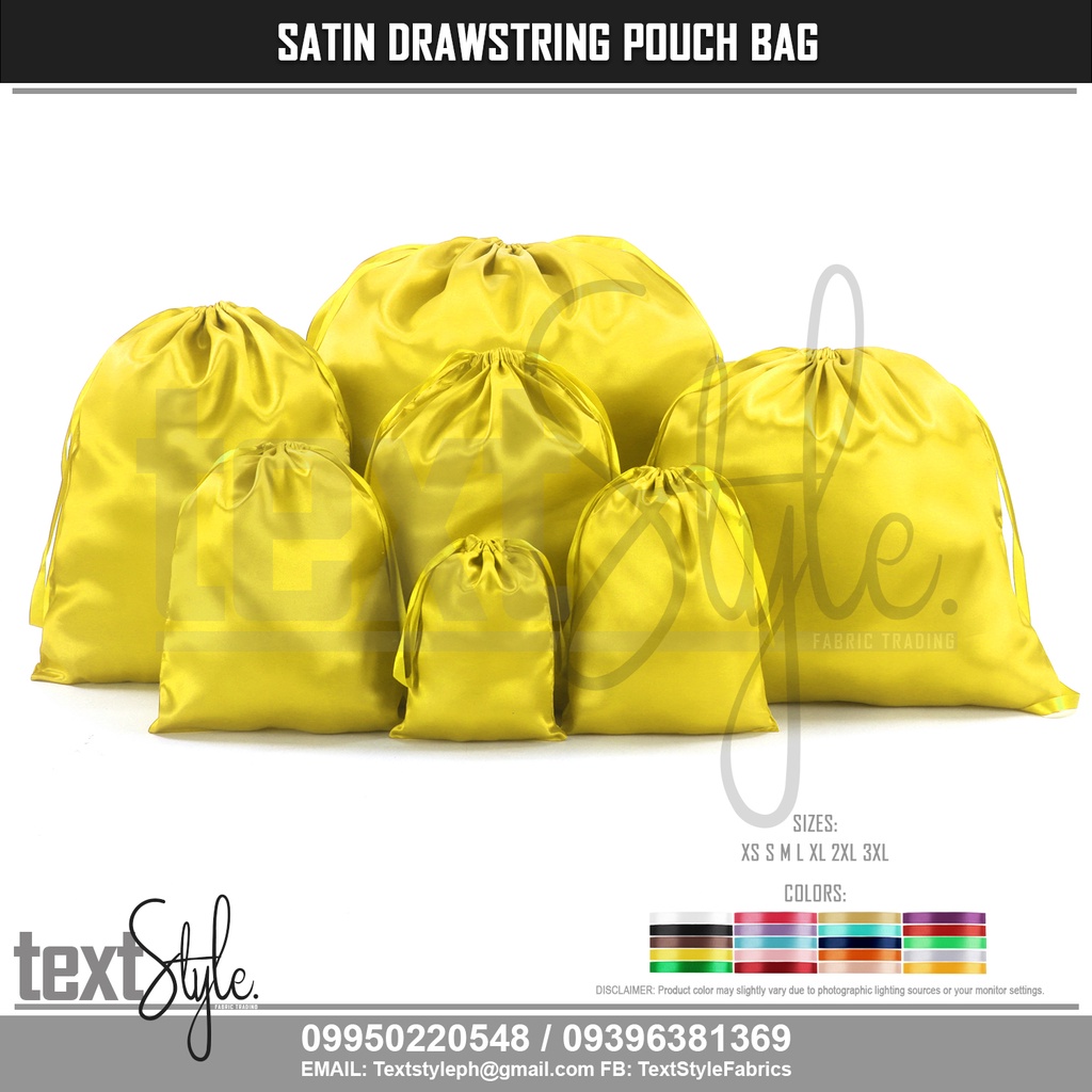 Textstyle Canary Yellow Silk Satin Ribbon Drawstring Satin Pouch Bag ...