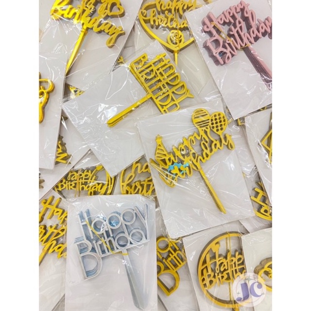10pcs/pack Cake Topper Acrylic Birthday Topper Gold Topper Cake ...
