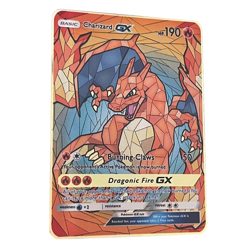 Shiny Charizard Vmax Golden Pokemon cards in English iron Metal Pokmo ...