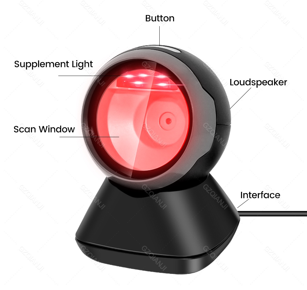 Desktop Barcode Scanner 1D 2D QR Code USB High-speed Automatic Sensing ...