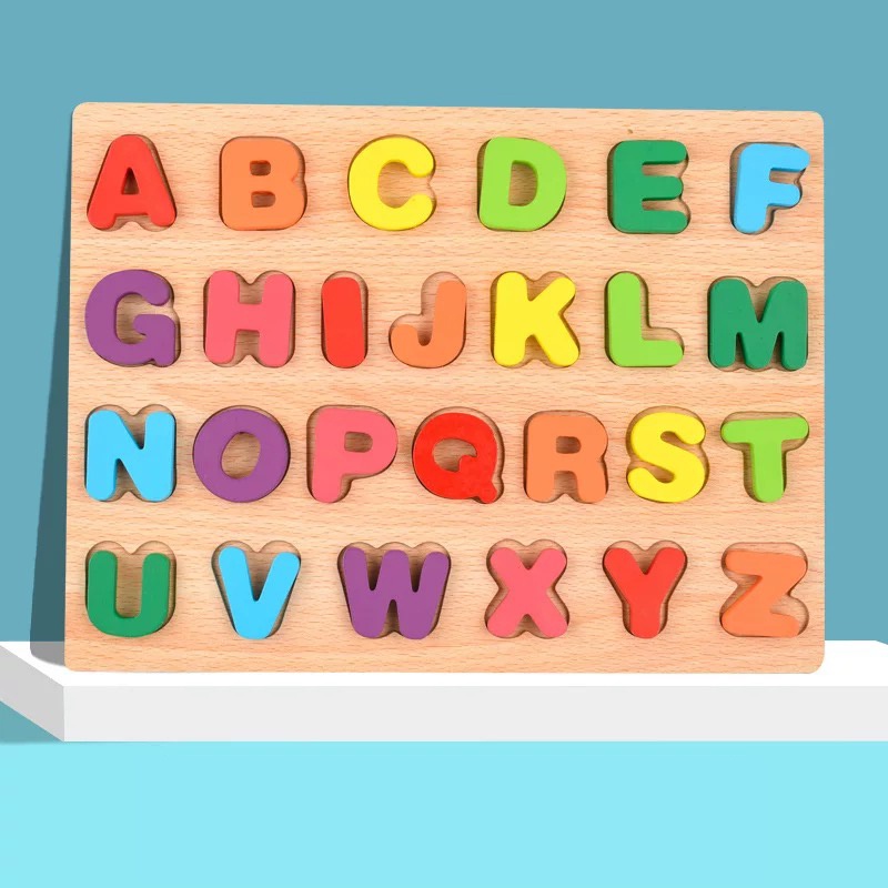 Kids Learning Toys Wooden Alphabet Number Puzzles Educational Jigsaw ...