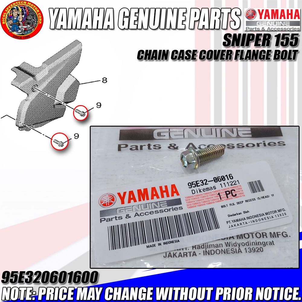 SNIPER 150/155 CHAIN CASE COVER FLANGE BOLT (YGP) (GENUINE: 95E32-06016 ...