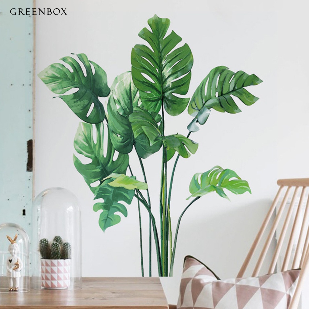 Greenbox-Tropical Plant Leaves Removable Mural Wall Sticker Living Room ...
