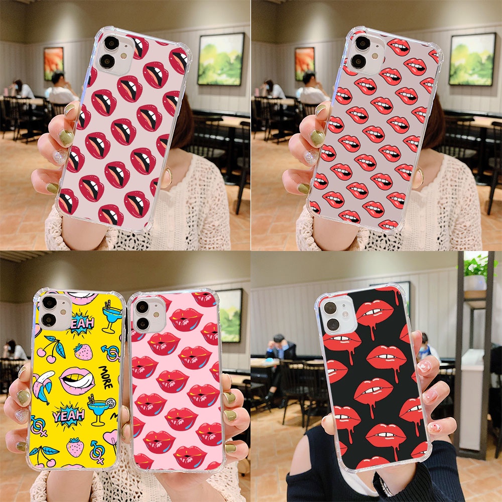 Y-111 flaming red lips Silicone TPU Case Compatible for OPPO A53S A54 ...