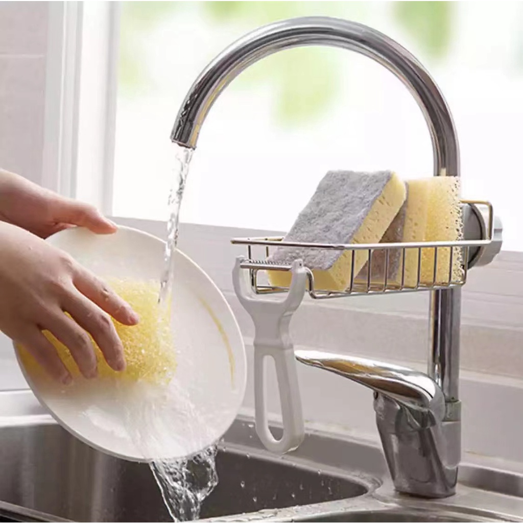 New Kitchen Stainless Steel Faucet Storage Racks Adjustable Sink Rag ...