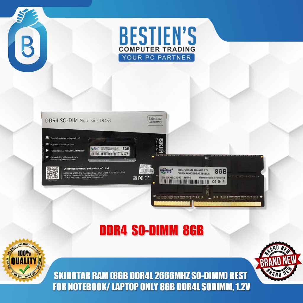SKIHOTAR RAM (8GB DDR4L 2666MHZ SO-DIMM) BEST FOR NOTEBOOK/ LAPTOP ONLY ...