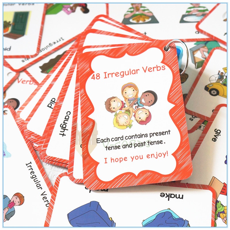 24 Group 48 Words English Irregular Verbs Flash Cards Primary School ...