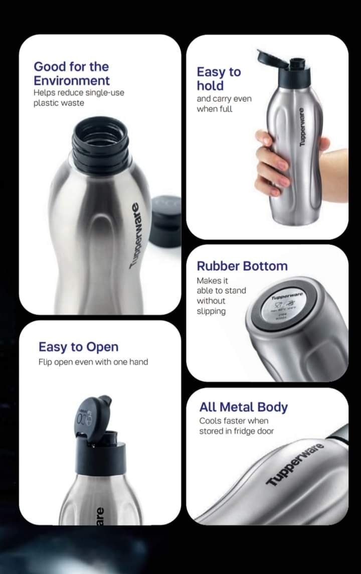 7Jenis: Tupperware Thermal Potbelly Flask 1L / Stainless Steel Flip Top ...