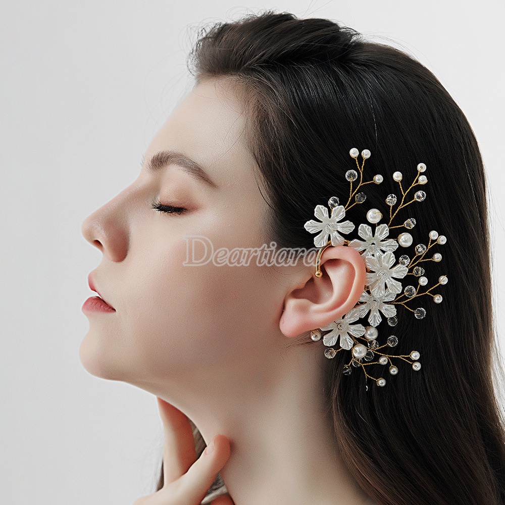 Bridal Earrings Forest Flower Ear Bone Clip Temperament Ear Hanging ...