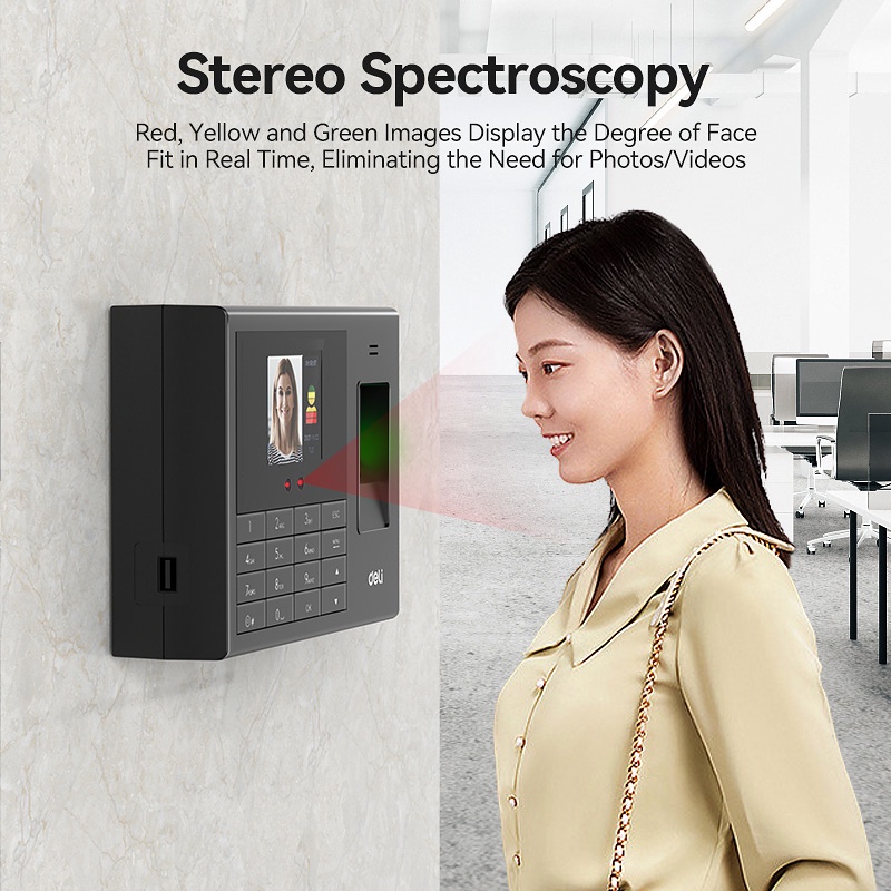 Deli E3765 Face Attendance Biometric Office Fingerprint Scanner Machine USB Time Clock | Shopee ...