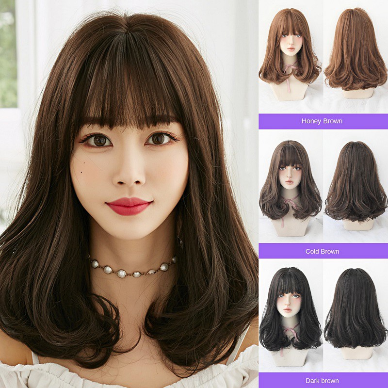 Wig female natural and realistic inner buckle fluffy curly hair big ...