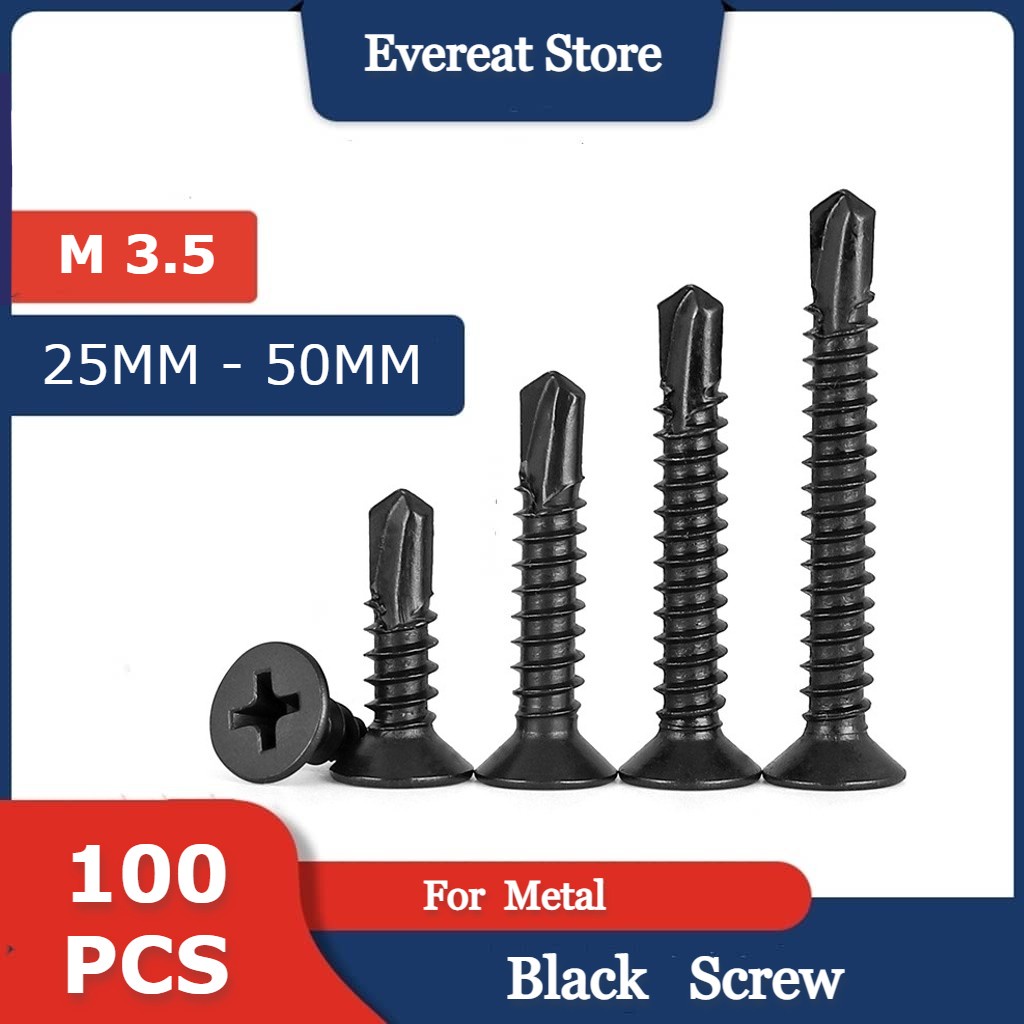 Black Screw Gypsum Screw for metal (100pcs) | Shopee Philippines