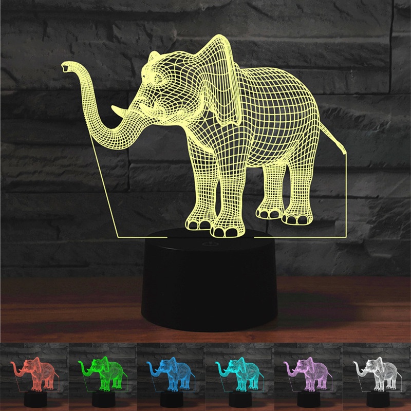 Elephant Night Light 7 Colors Gradient Geek Gift USB LED Table Lamp ...