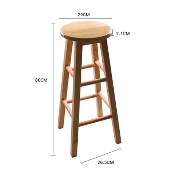 Sanxun Bar Stool Chair Solid Wood High Round Dining Chair Front Desk ...