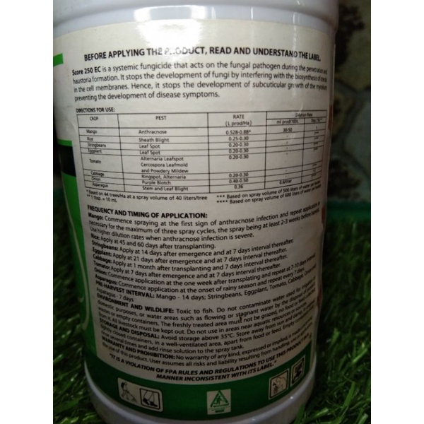 Score 250EC Fungicide ( 250ml / 500ml ) | Shopee Philippines