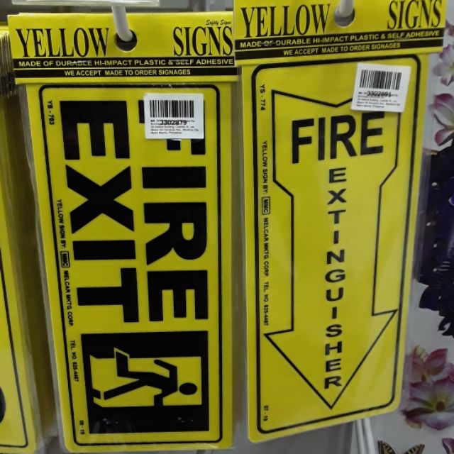 Yellow Signs Fire Exit or Fire Extinguisher | Shopee Philippines