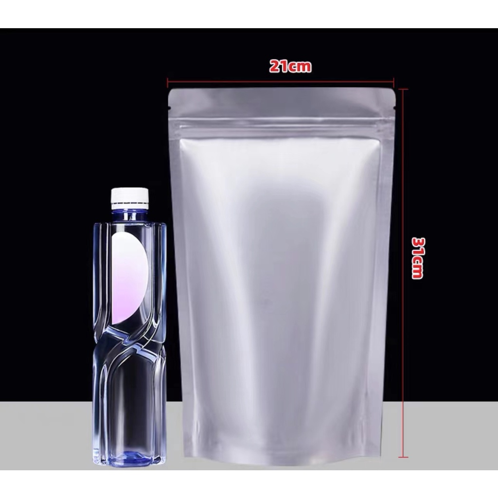 100pcs Full Silver Aluminum Stand Up Pouch Resealable Packaging Resealable | Shopee Philippines