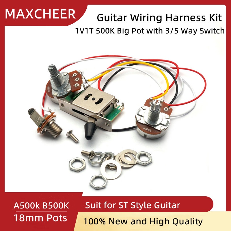 Electric Guitar Wiring Harness Prewired Kit A500k B500K 18mm Shaft Big ...