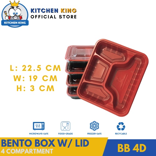Bento Box Tray With Plastic Lid [100pcs] - 1 | 2 | 3 | 4 | 5 Division ...