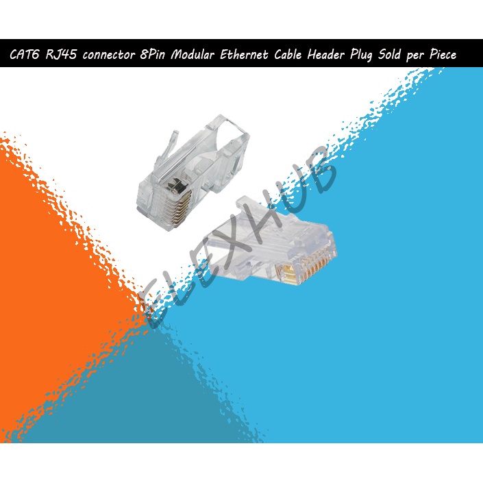 CAT6 RJ45 connector 8 pin modular Ethernet cable header plug | Shopee ...