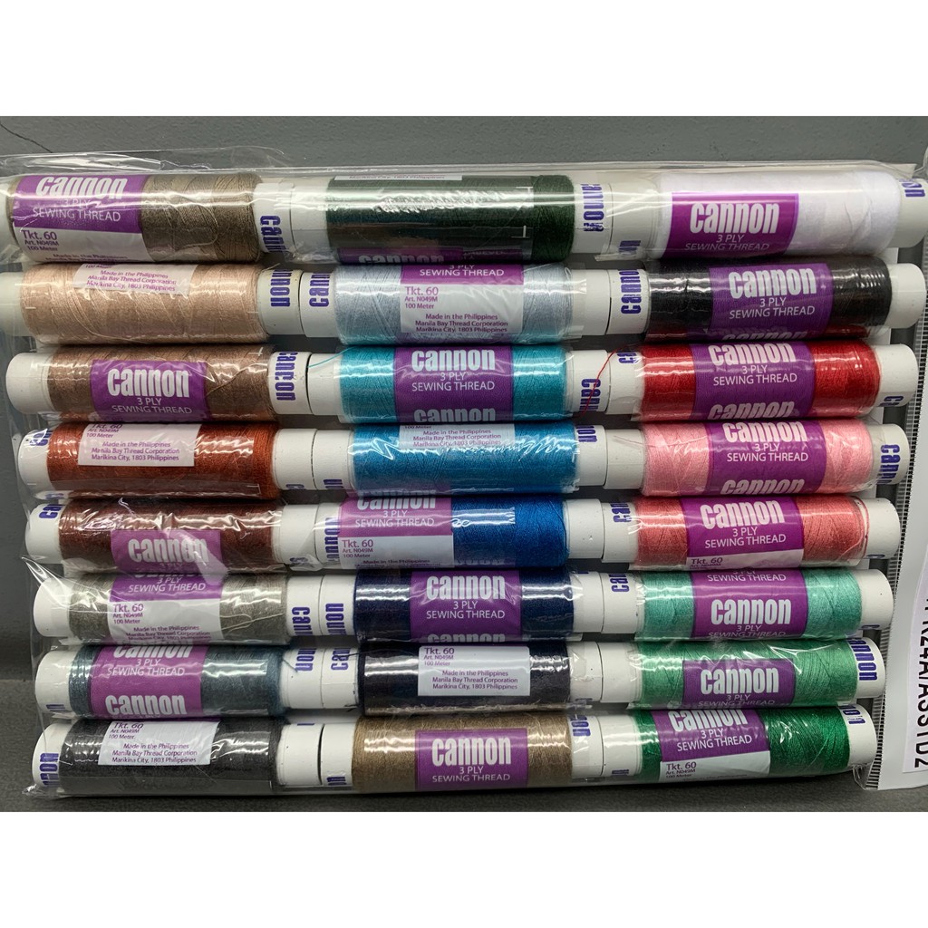 3 Ply Sewing Thread 24 spools assorted colors 100 meters/spool | Shopee ...