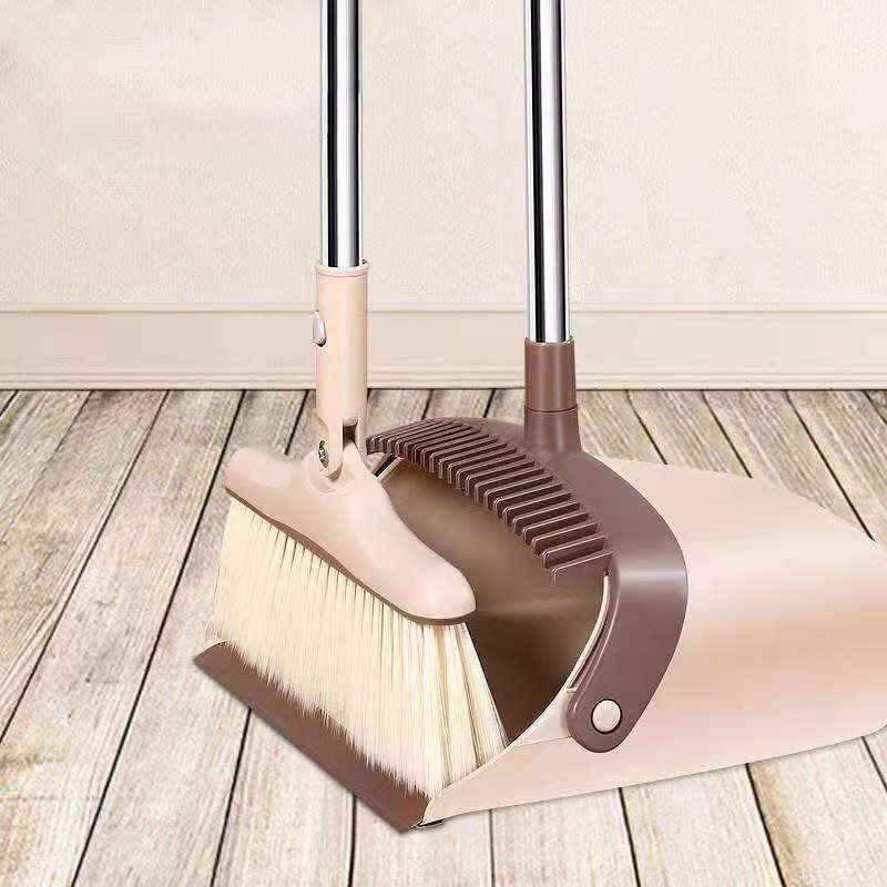 Foldable Rotating Long Handle Standing windproof Broom and Dust Pan Set ...