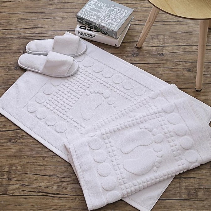 Hotel Bath Linen Embossed Bath Foot Towel, Foot Print and Welcome Print ...