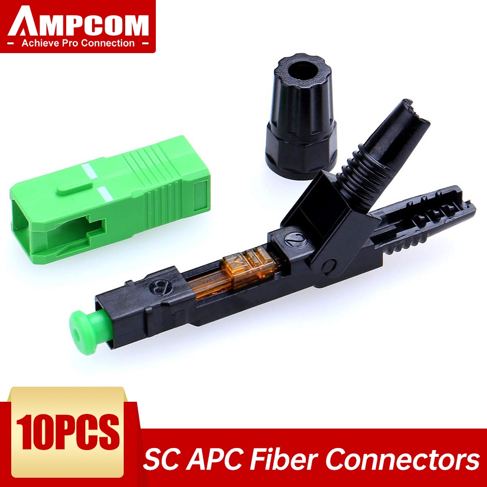 AMPCOM Fiber Optics Fast Connector, Single Mode SC UPC APC Quick Connector Adapter for 9/125um ...