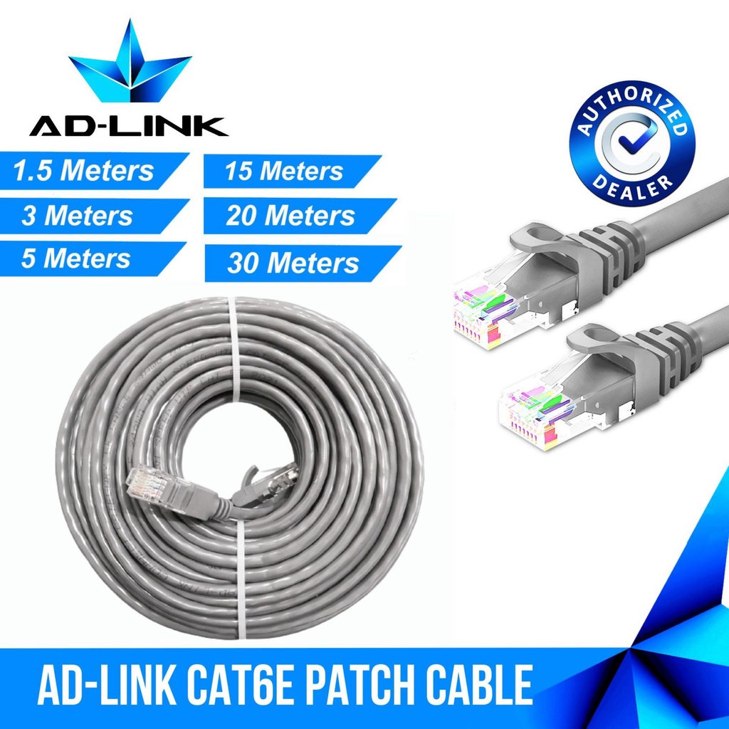 Ad-Link Cat6E UTP Lan Cable Patch Cord Gigabit High Quality-Grey ...