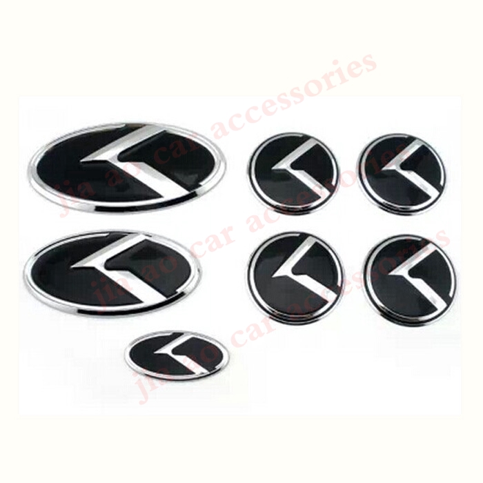 7pcs Carbon Black 3D K Logo Front Rear Steering wheel Emblem For KIA K5 ...