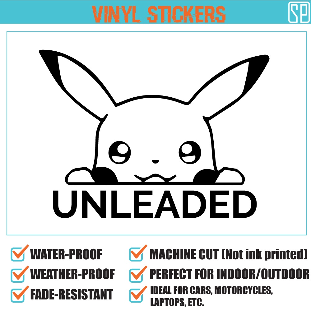 Pikachu UNLEADED Car Sticker - For Gas Tank | Shopee Philippines