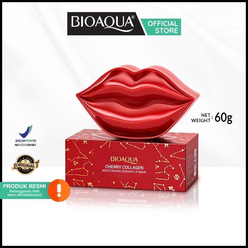 (EXP MONTH MAY 2025) BIOAQUA Cherry collagen Moisturizing Essence Lip Mask 60g (20 sheets ...