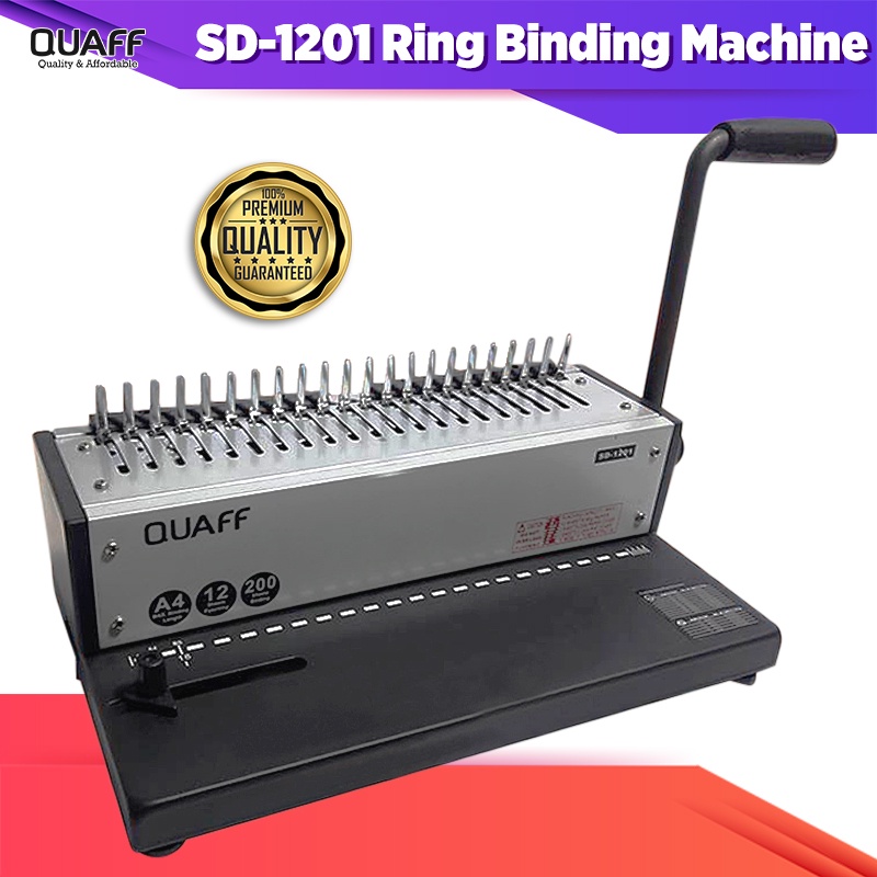 QUAFF Ring Binding Machine A4 Size SD-1201 + 200pcs 14mm Plastic Ring A4 Size Promo Bundle ...