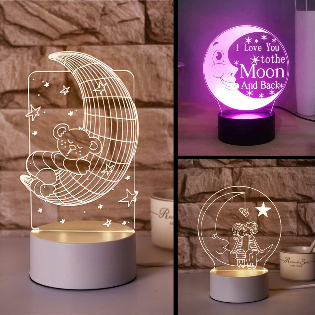 MOON DESIGNS Acrylic 3D Illusion LED Night Lamp | Shopee Philippines