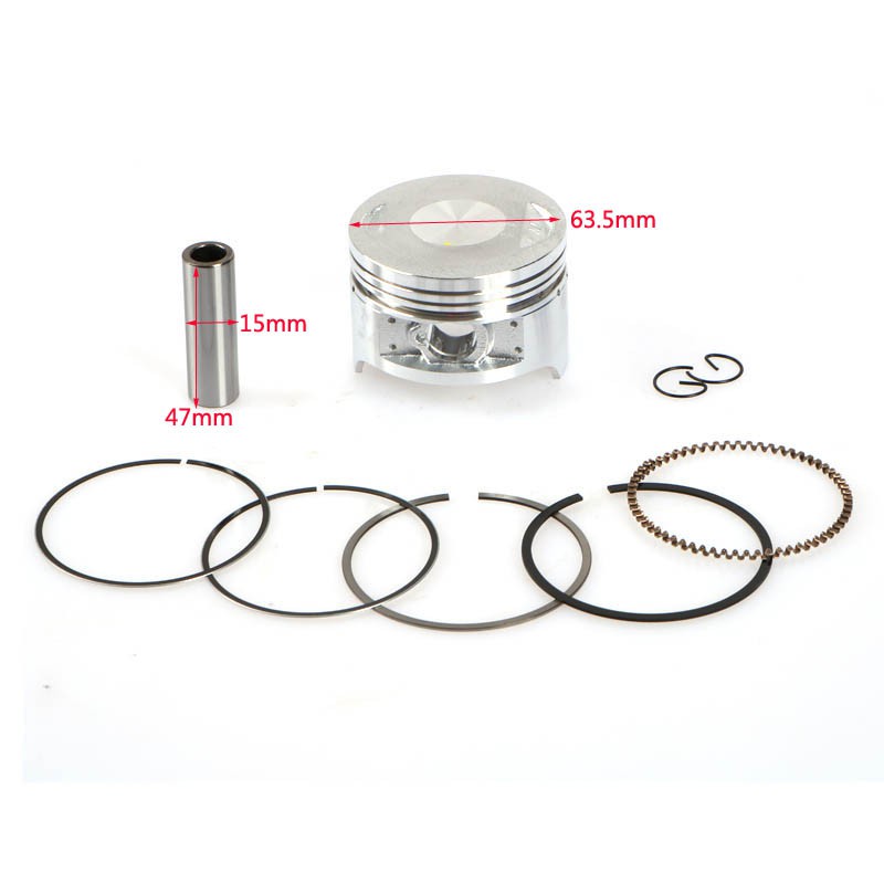 Motorcycle 63.5mm Piston 15mm Pin Ring Gasket Set for CG200 WY196 CB200 ...