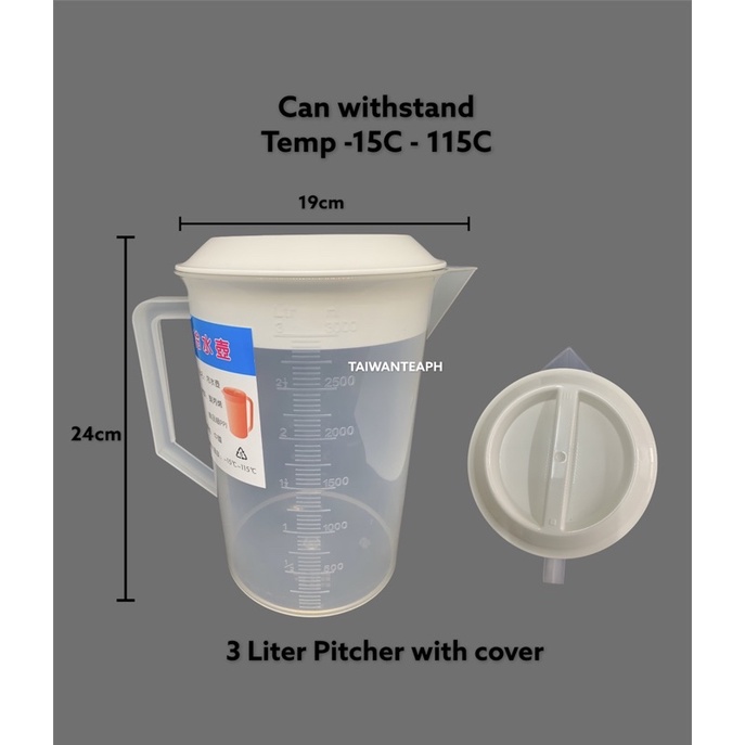 3 Liter Pitcher with Cover 5 Liter Measuring Pitcher for Milktea Baking ...