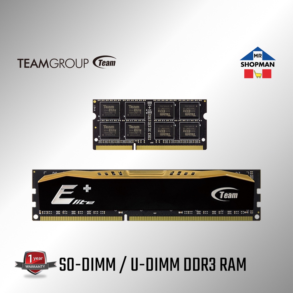 Teamgroup TeamElite SO DIMM / U DIMM DDR3 RAM 8GB 1600Mhz Sodimm RAM | Shopee Philippines