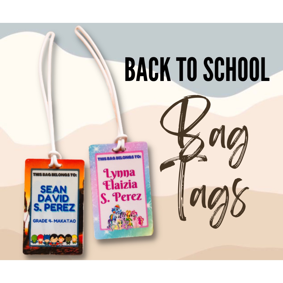 SCHOOL BAG TAGS PVC PERSONALIZED WITH RUBBER LOOP | Shopee Philippines