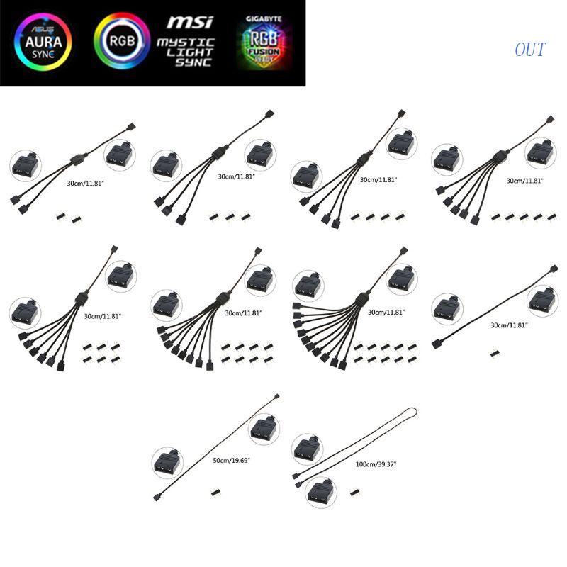 OUT RGB Splitter Cable 5V 3 Pin Adapter Cable Computer CPU Fan Splitter ...