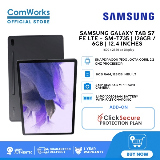 ComWorks Official Store | Samsung Galaxy Tab S7 FE LTE - SM-T735 | 128GB / 6GB | 12.4 inches ...