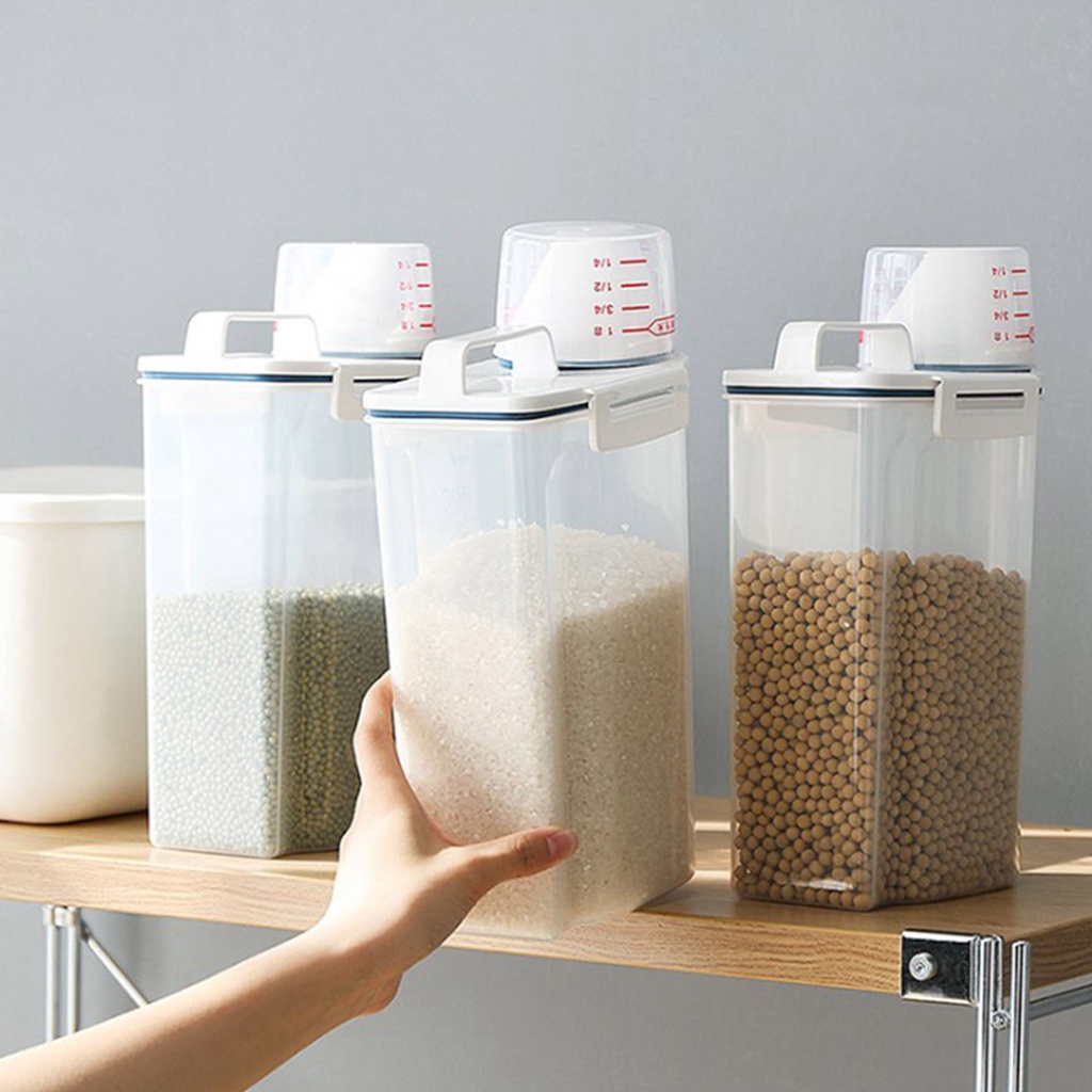Airtight Rice Storage Container, BPA Free Plastic Dry Food Container ...
