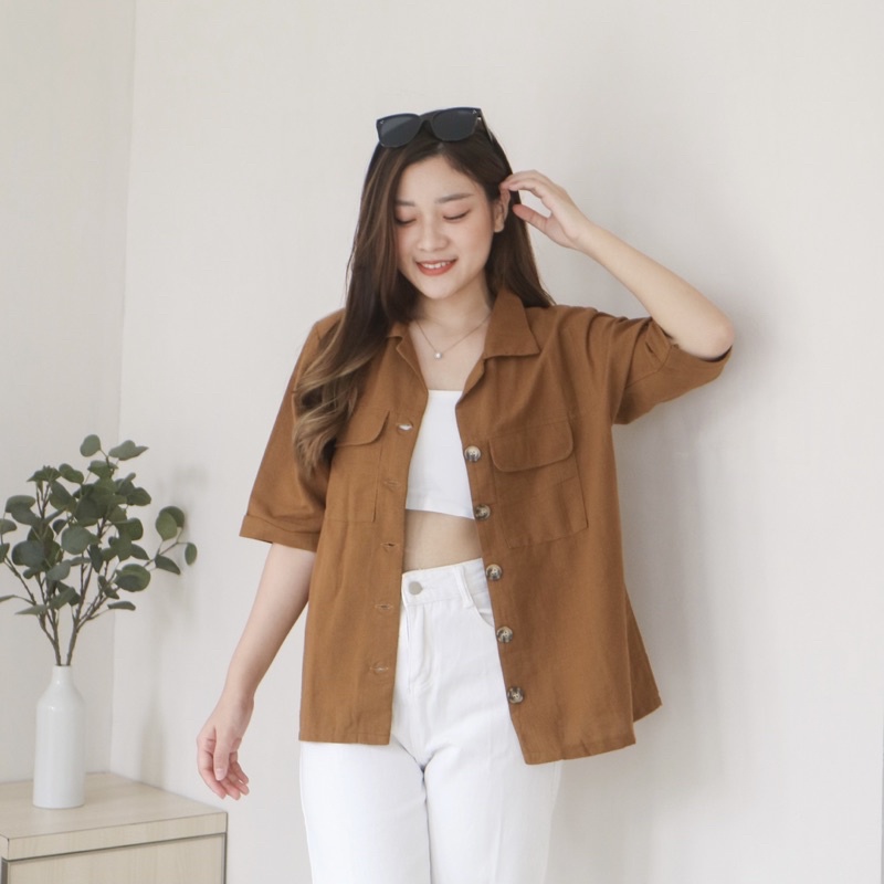 Msmo Somi Oversized Linen Shirt Outer | Shopee Philippines