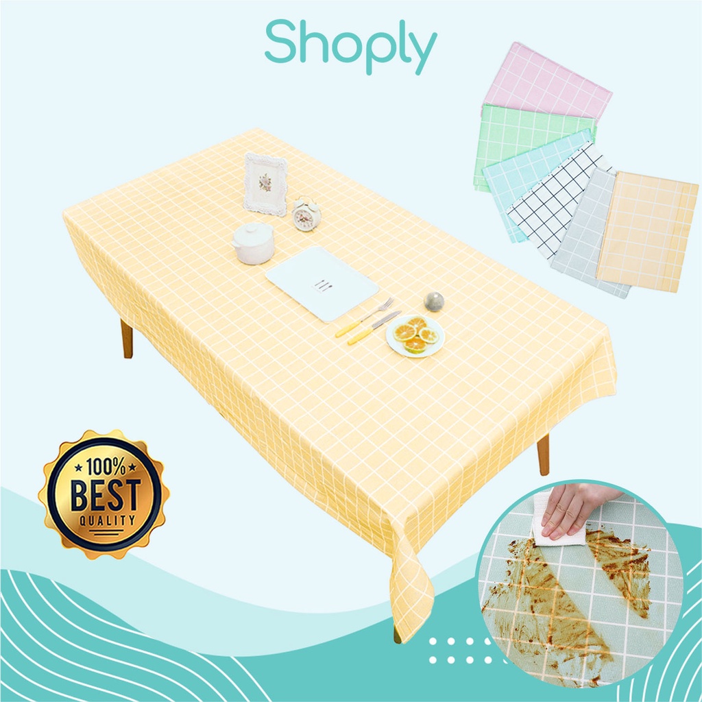 Simple Striped Square Hot Oil Waterproof PEVA Tablecloth 137x183 ...