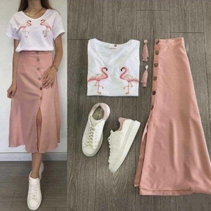 TERNO (TOPS+SKIRT) FOR WOMEN KOREAN DRESS MINI CASUAL SUMMER FORMAL ...