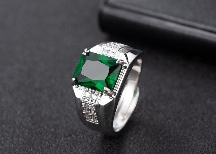 Men's Business Luxury Domineering Green Blue Gem Ring Wedding ...