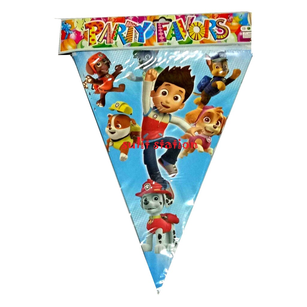POLICE DOG THEMED PARTY FLAG TRIANGLE BANNERS BANDERITAS decor favors ...