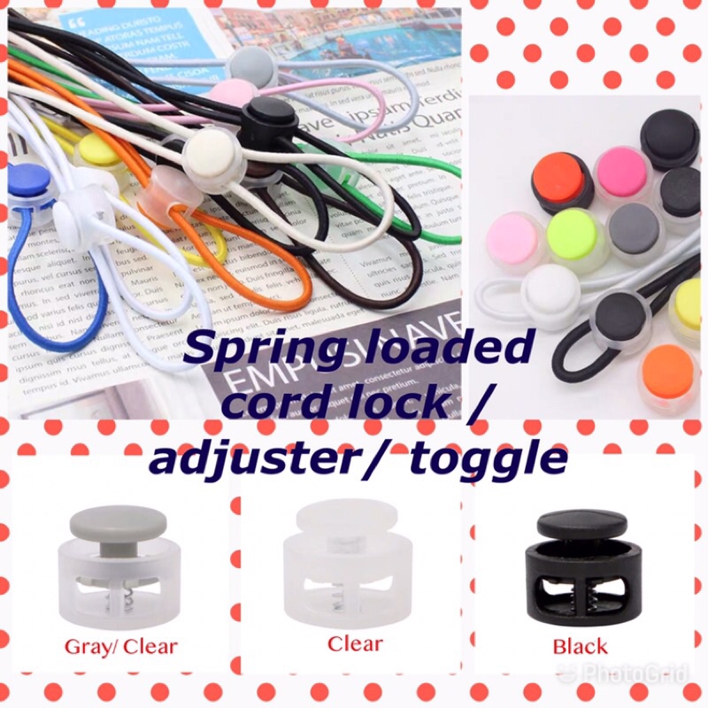 10/20/50pcs 5mm Spring loaded CORD LOCK round flat CLIP CLAMP HUCKLE ...